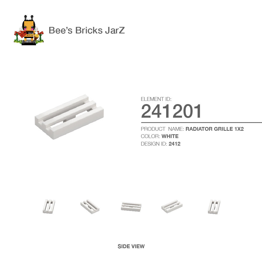 241201-RADIATOR GRILLE 1X2-White – Bee's Bricks JarZ