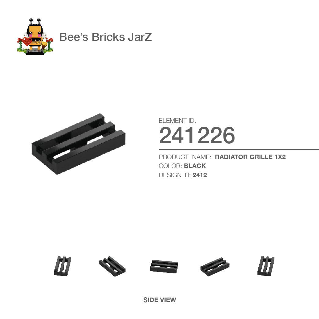 241226-RADIATOR GRILLE 1X2-Black – Bee's Bricks JarZ