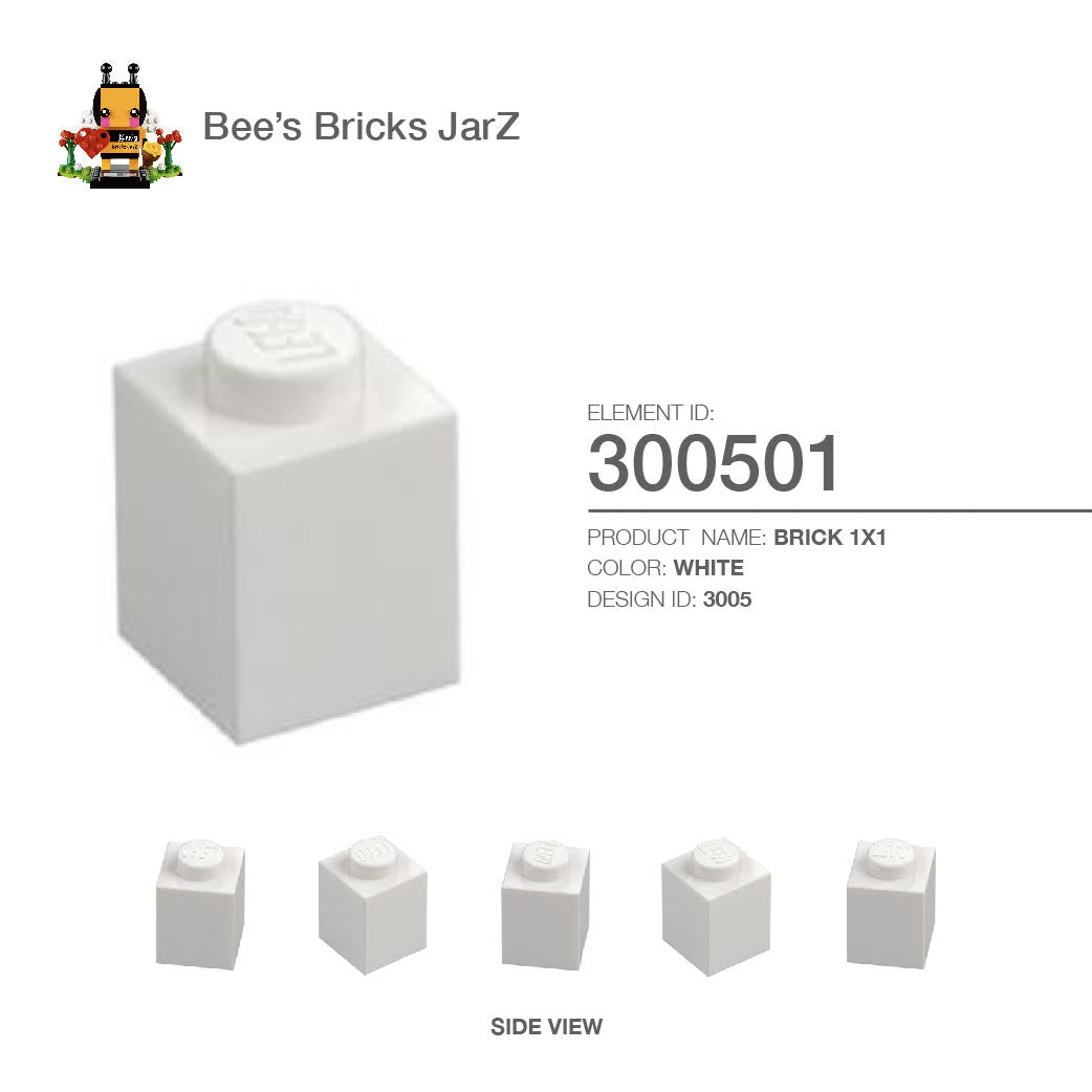 300501-BRICK 1X1-White – Bee's Bricks JarZ