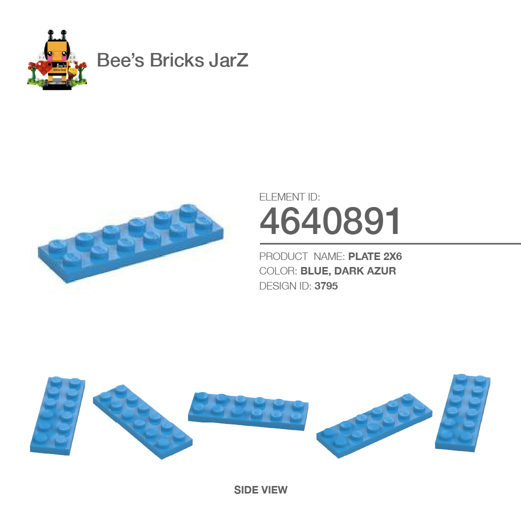 4640891-PLATE 2X6-Dark Azur – Bee's Bricks JarZ